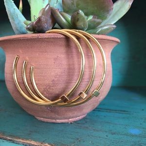 J. Crew | Jewelry | 3 Gold J Crew Cuff Bracelets Wtriangle | Poshmark